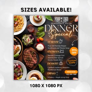 Dinner Sale Flyer, Sunday Deal Special Flyer Restaurant Food Menu ...