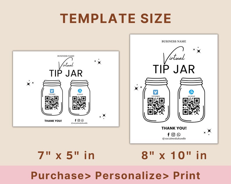 Virtual Tip Jar Sign, Payment Method Sign, Virtual Tip Venmo, Cash App ...