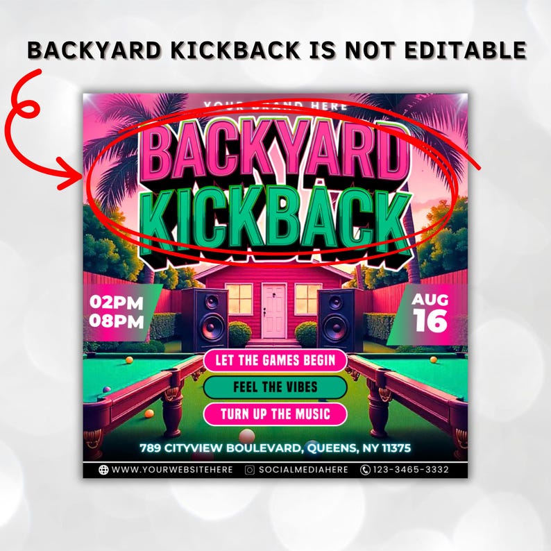 Backyard Party Flyer, Backyard Bbq Flyer, Summer Cookout Flyer, Bbq ...
