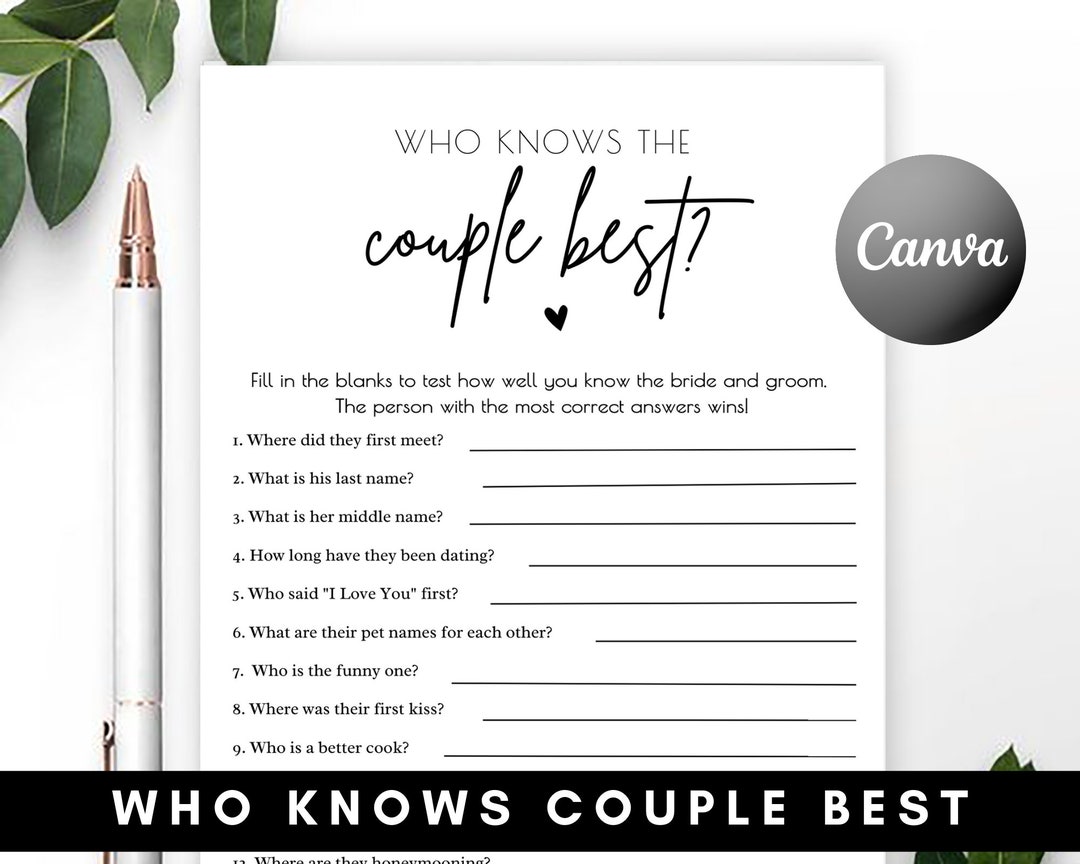 Who Knows the Couple Best Game, How Well Do You Know the Couple Game ...