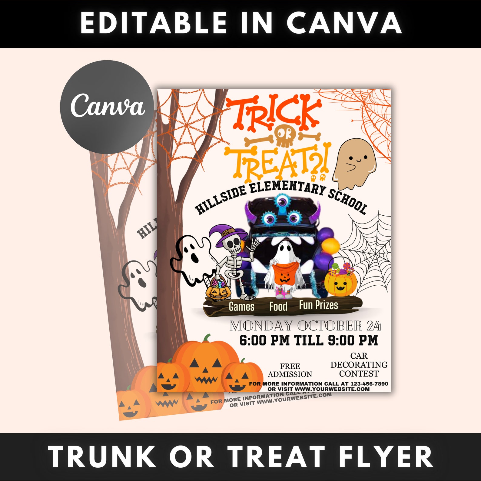 EDITABLE Trunk or Treat, Halloween Flyer, Trunk or Treat Invitation ...