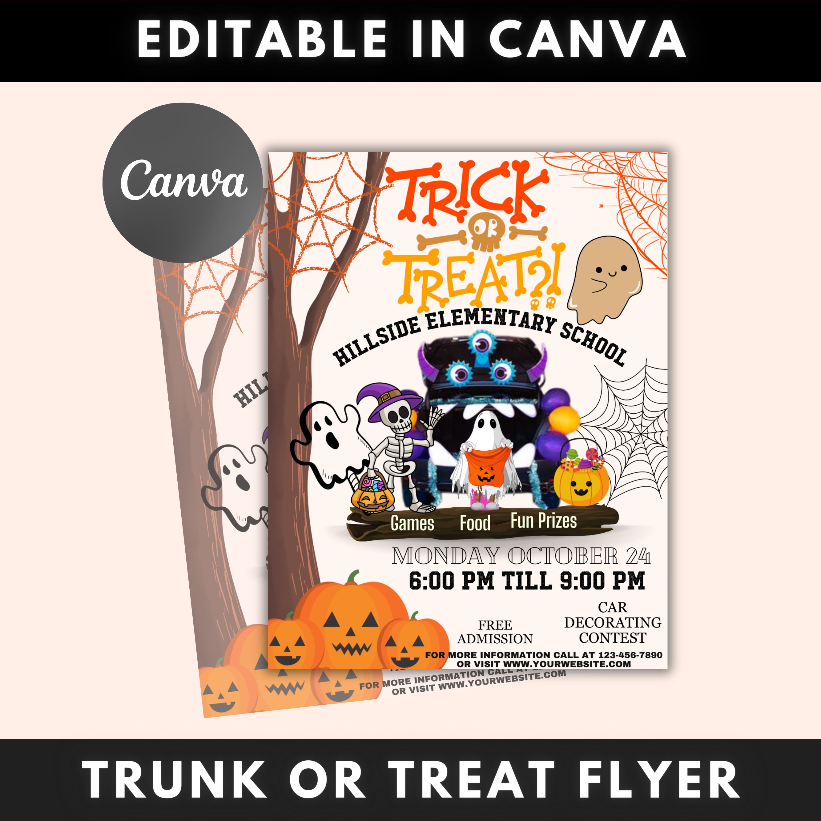 EDITABLE Trunk or Treat, Halloween Flyer, Trunk or Treat Invitation ...