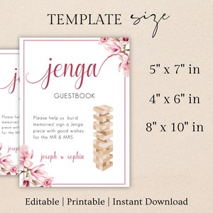 Wedding Jenga Guestbook Sign, Printable Jenga Guestbook Template, Leave ...