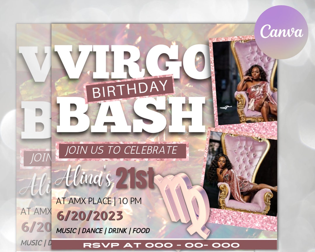 Virgo Birthday Flyer, Birthday Template, Birthday Girl, Party Flyer ...