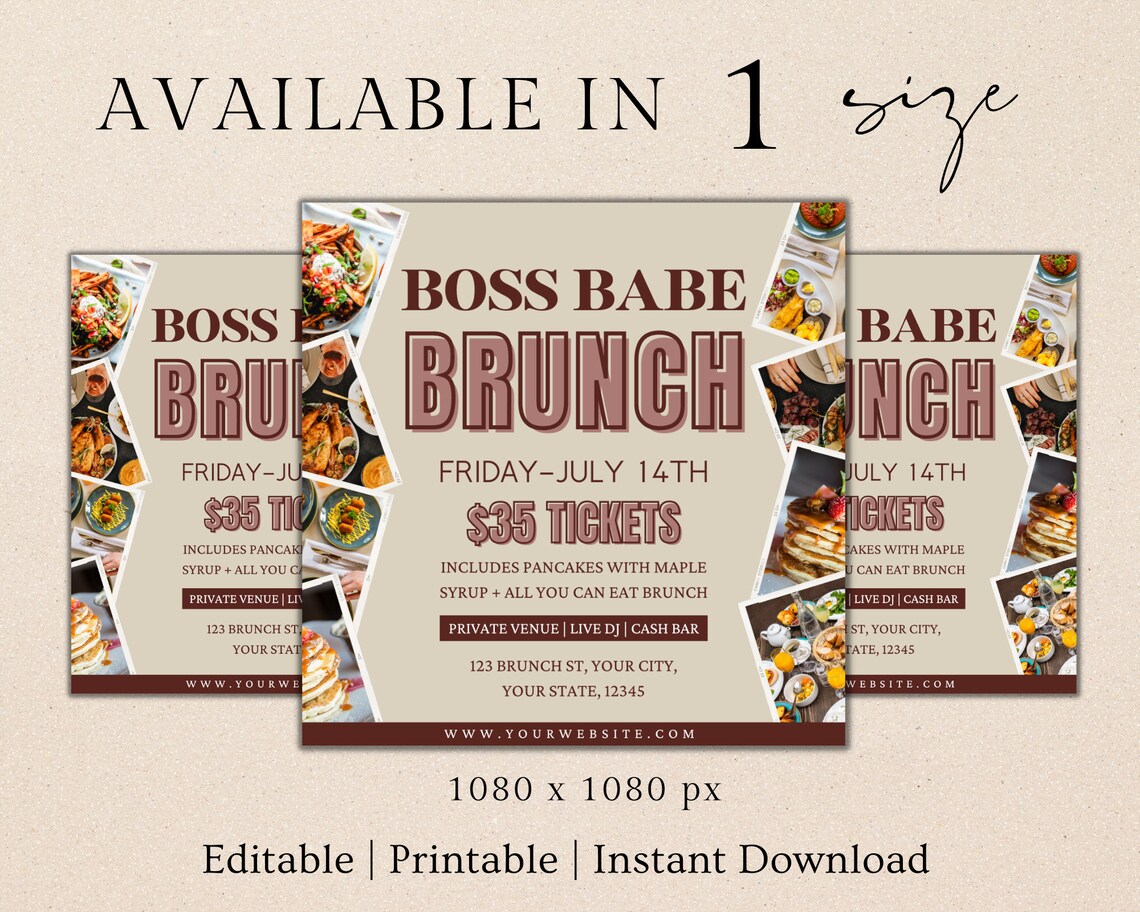 Brunch Flyer | DIY Brunch Invitation Birthday Brunch Boss Babe Brunch ...