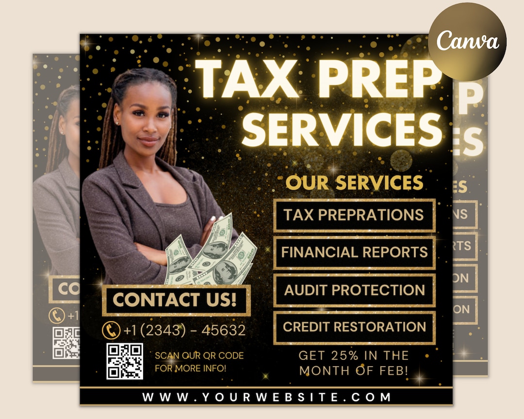 Tax Prep Flyer, Tax Prep Instagram, Tax Flyer Template, Preparation ...
