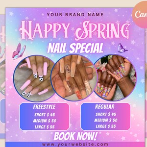 Nail Special Flyer, Printable Nail Salon Flyer, Spring Flyer, Beauty ...