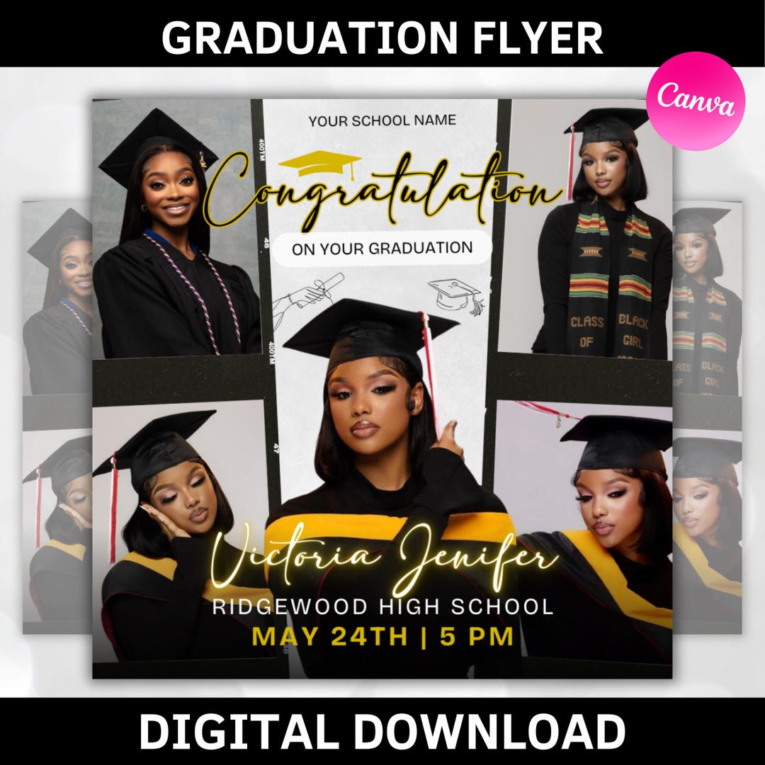 Class of 2025 Graduation Flyer, Canva Graduation Invite, DIY Grad ...