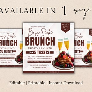 Brunch Flyer | DIY Brunch Invitation Birthday Brunch Boss Babe Brunch ...