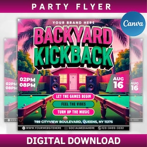 Backyard Party Flyer, Backyard Bbq Flyer, Summer Cookout Flyer, Bbq ...