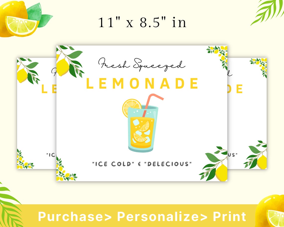 Printable Lemonade Sign Printable Lemonade Drinks Sign - Etsy