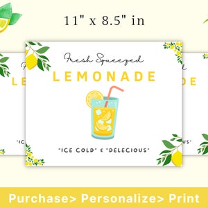 Printable Lemonade Sign, Printable Lemonade, Drinks Sign, Custom ...
