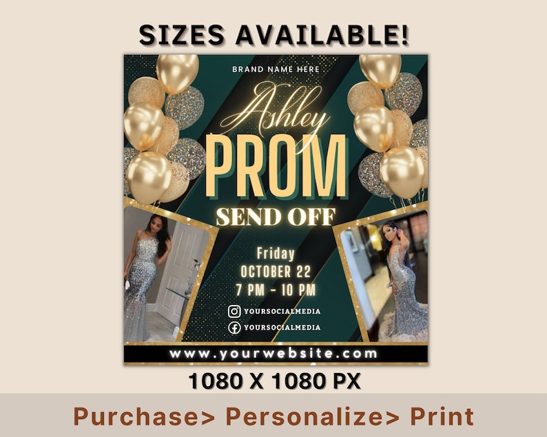 Prom Invitation, Prom Send off Flyer, Prom Invitation Flyer, Prom Flyer ...