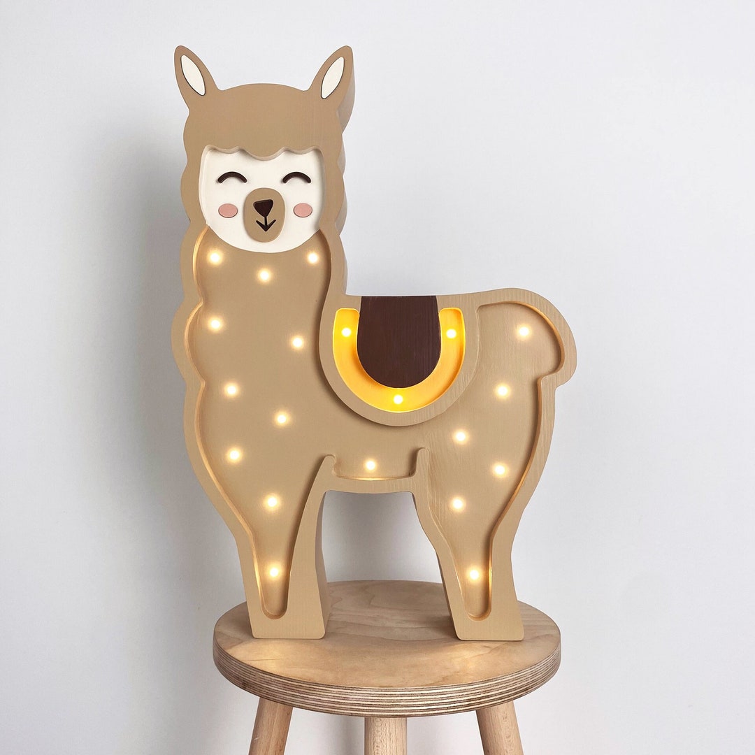 Handmade Wooden ALPACA Night Lamp, Nursery Decor, Children's Lamp ...