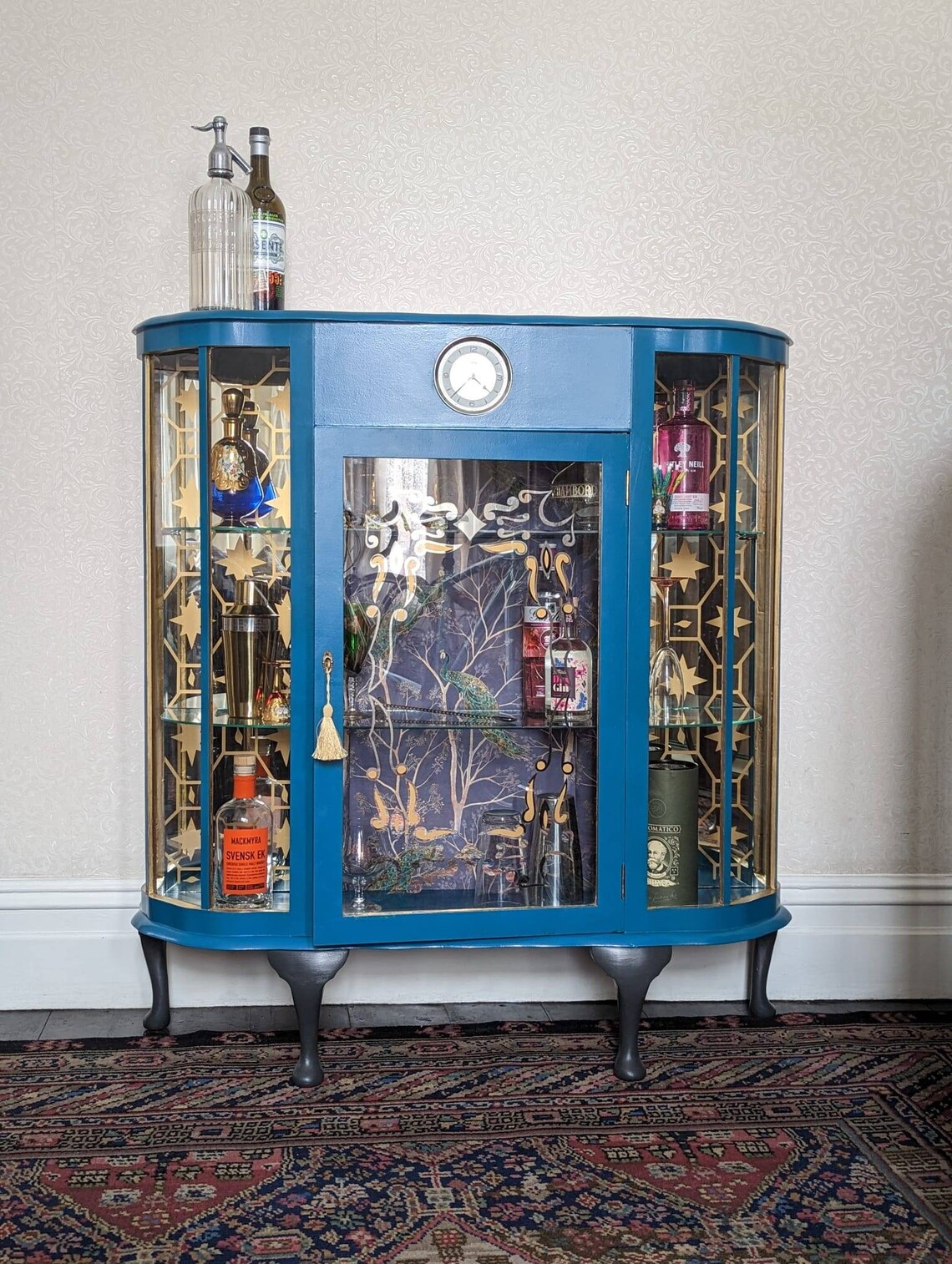 Gin Cabinet With Peacock Velvet Arts & Crafts Design - Etsy