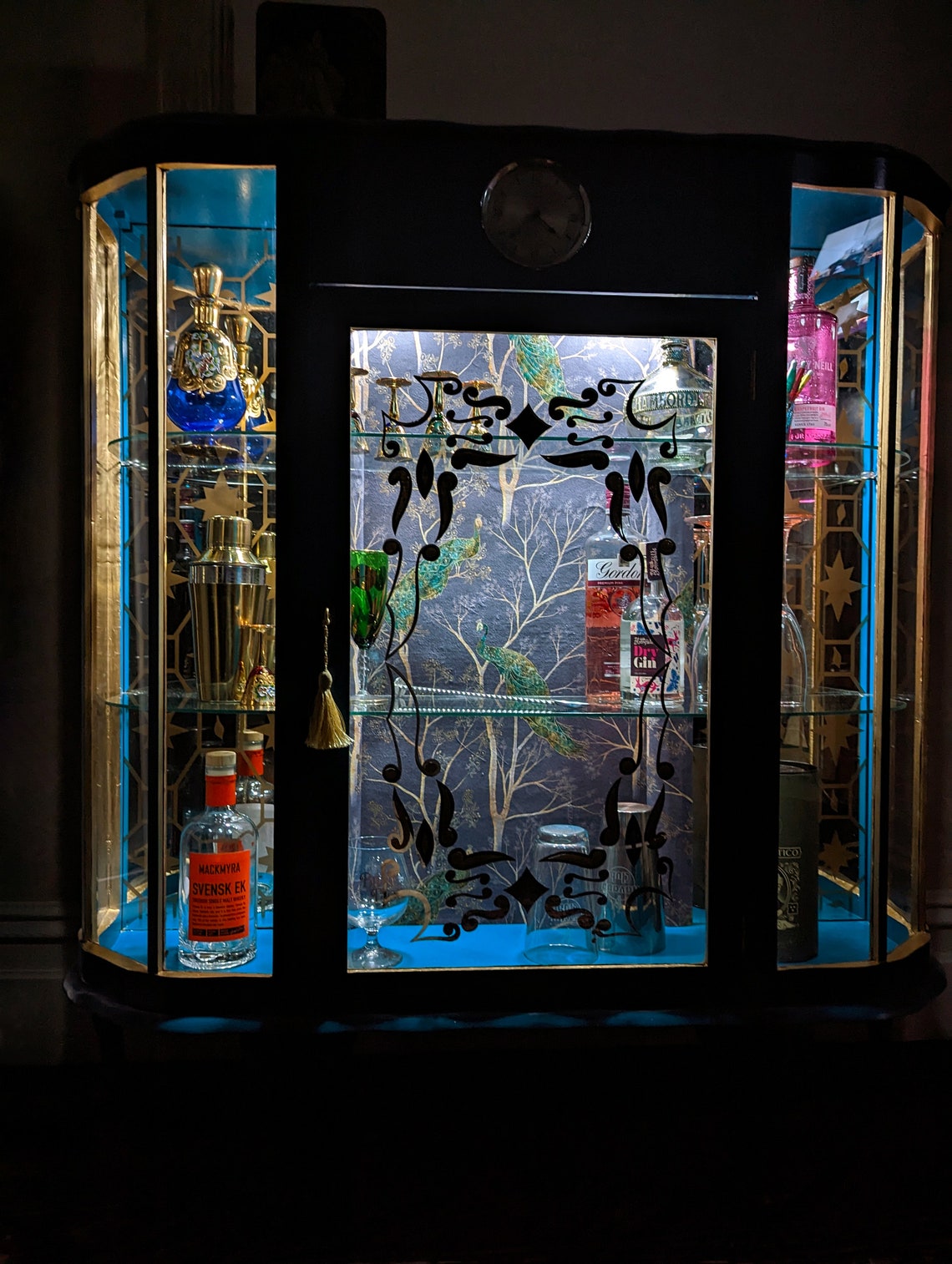 Gin Cabinet With Peacock Velvet Arts & Crafts Design - Etsy