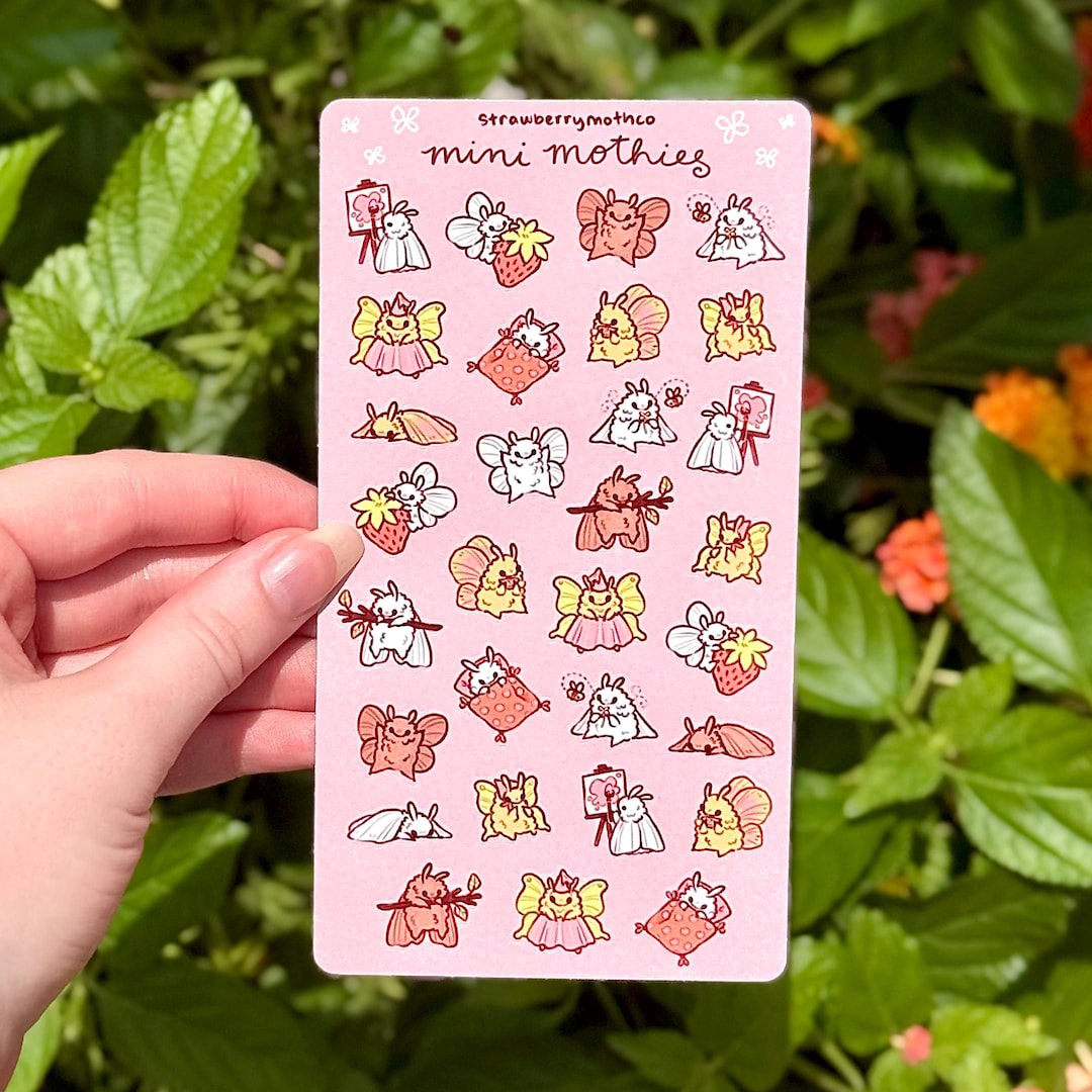 Mini Mothies Sticker Sheet | Glossy Vinyl Bug Moth Art (3" X 5.75") - Etsy
