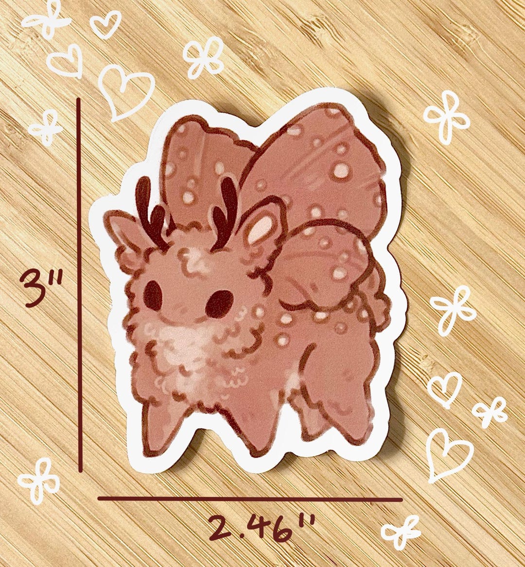 Moth Fawn Sticker 2.46 X 3 Cute Fawn Art Sticker Waterproof Vinyl ...