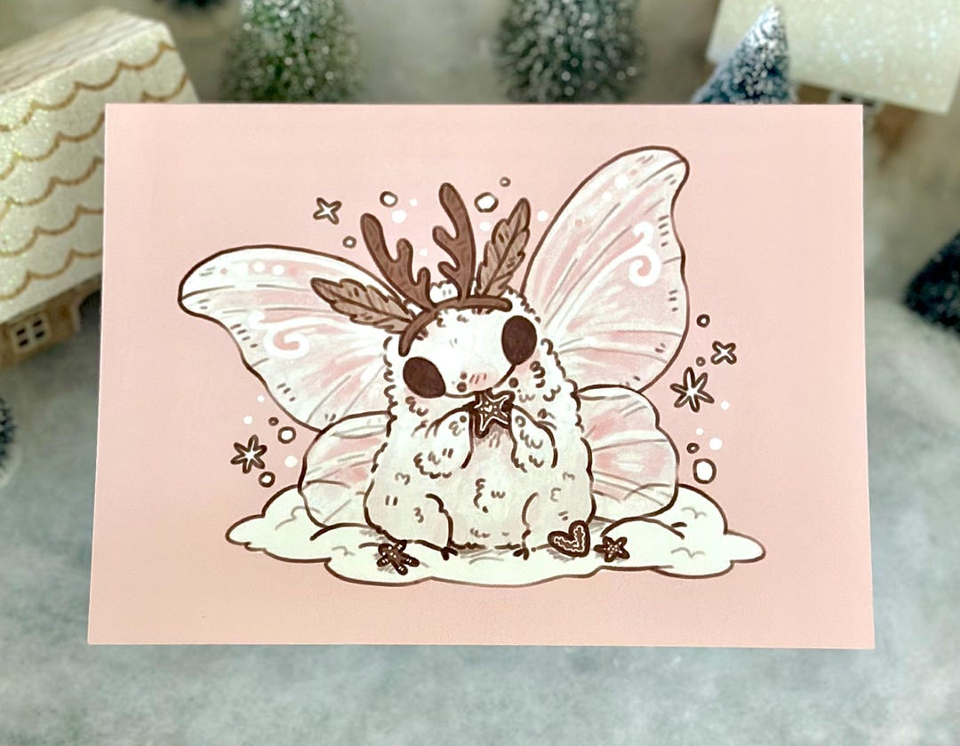Sugar Plum Moth Christmas Card 5 X 7 Blank High Quality Soft Touch ...