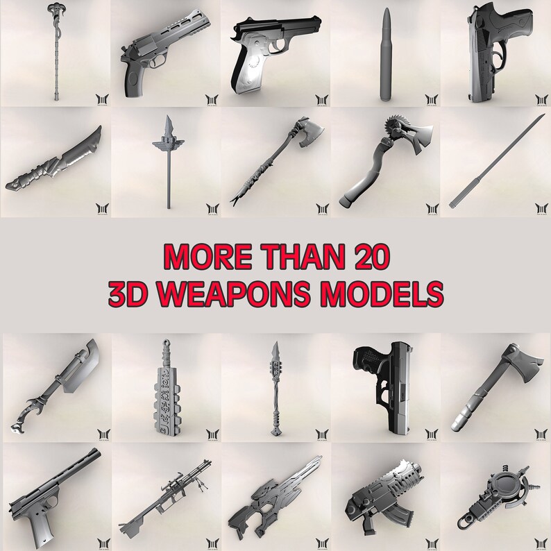 More Than 20 WEAPONS MODELS .stl for 3D Printing - Etsy