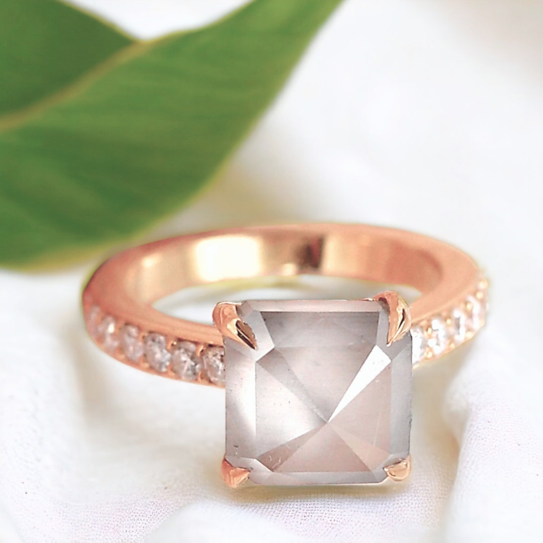 Milky Rustic Diamond Engagement Ring,salt and Pepper Diamond Ring ...