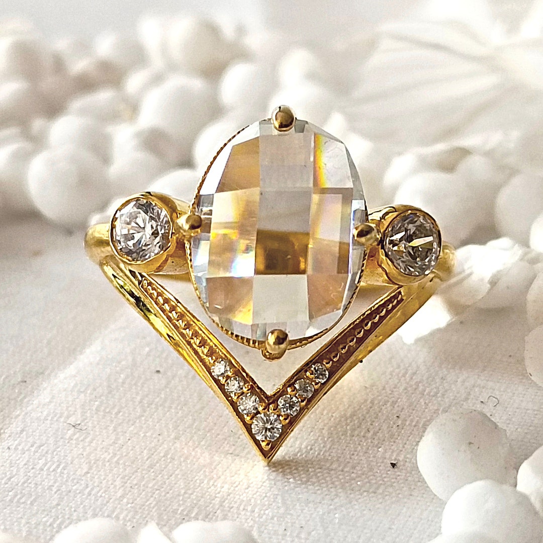 Portrait Cut Diamond Ring Victorian Style Square Faceted Ring - Etsy