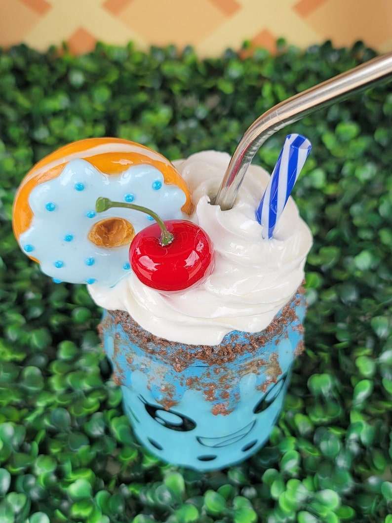 Blue Boba Cup, 16 Oz Decorated Cup With Lid and Straw - Etsy