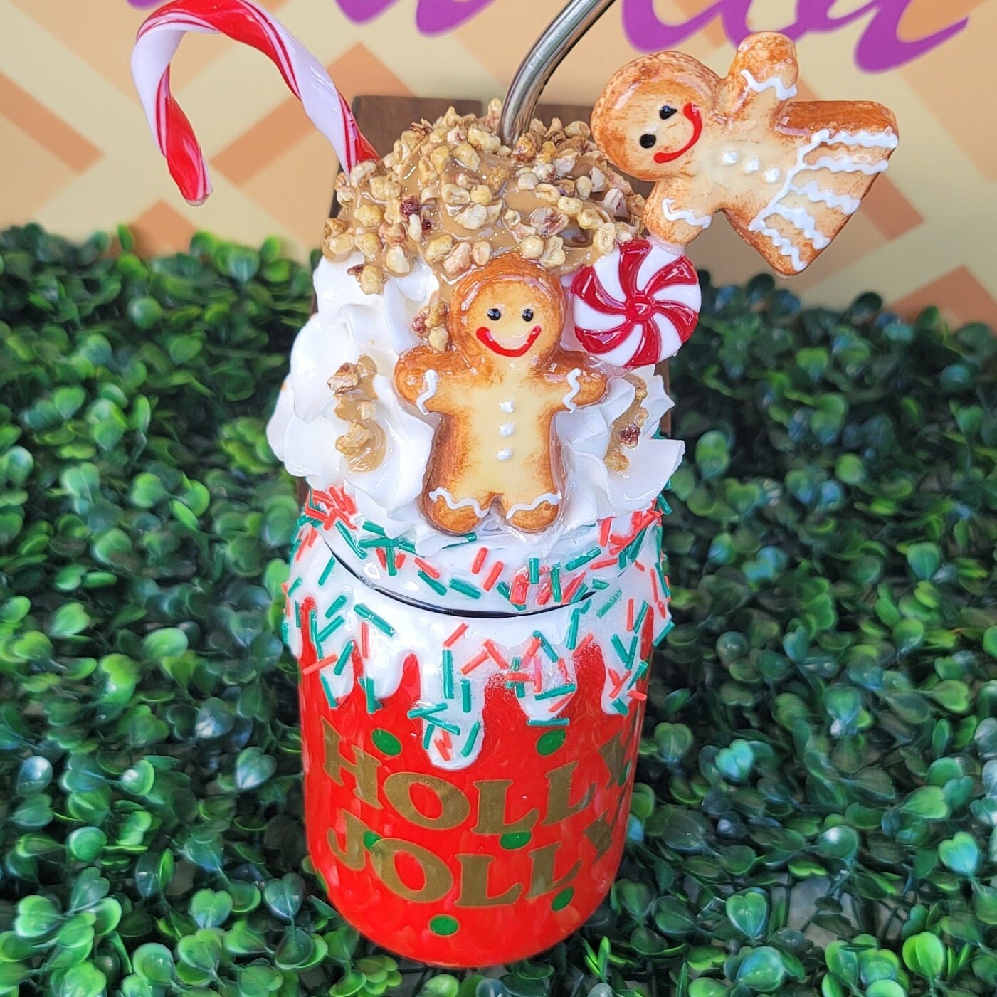 Gingerbread Christmas Cup, 16 Oz Decorated Cup With Lid and Straw. - Etsy
