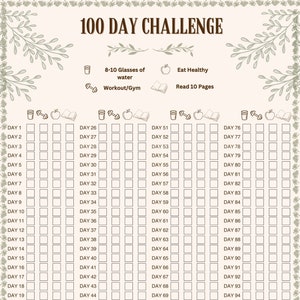 100 DAY CHALLENGE Digital Tracker - Etsy