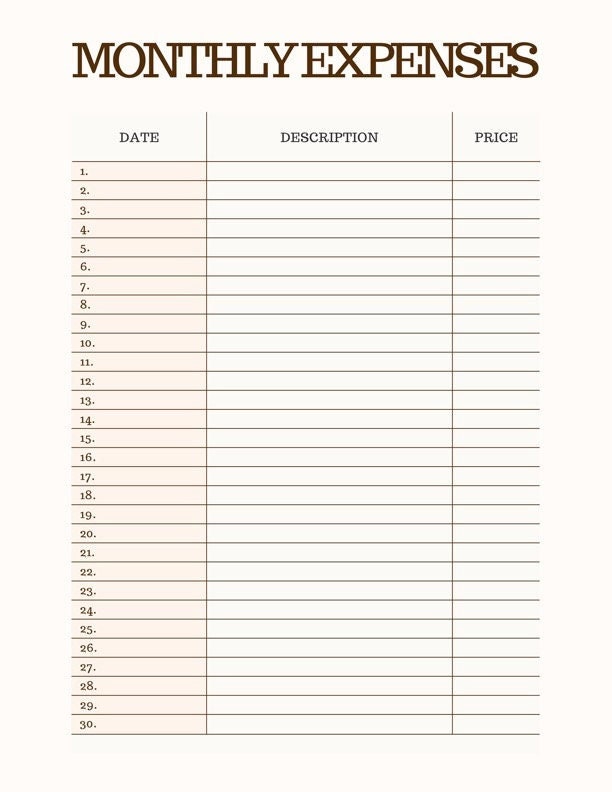 Digital Monthly Expense List | iPad Planner | Monthly Expense Planner ...