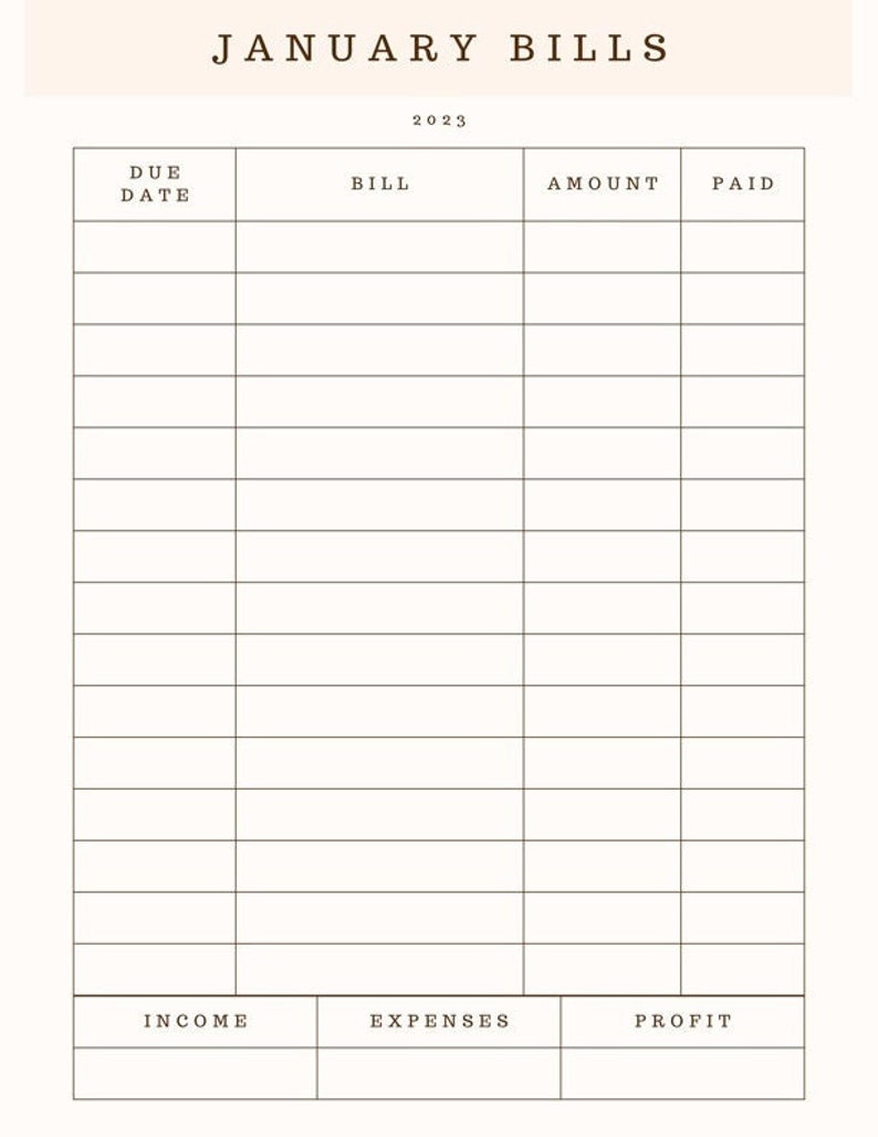 Digital Yearly Bill Tracker | iPad Planner | Yearly Bill Planner | 2023 ...