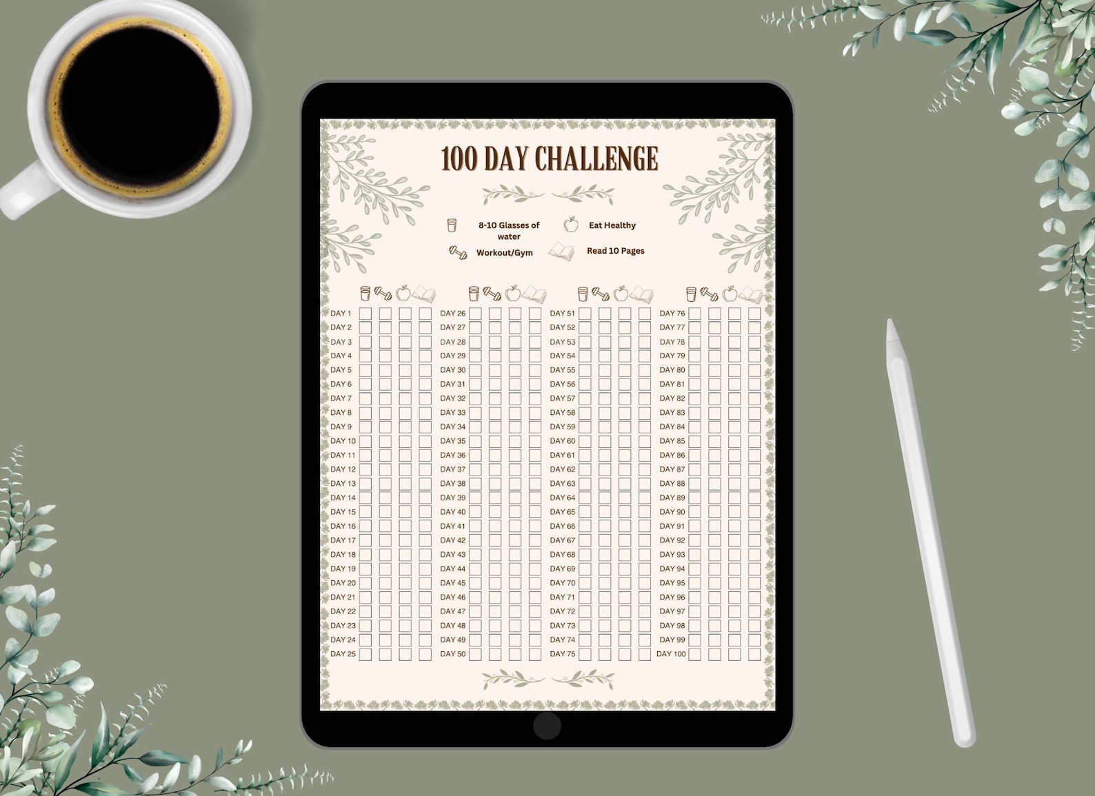 100 DAY CHALLENGE Digital Tracker - Etsy