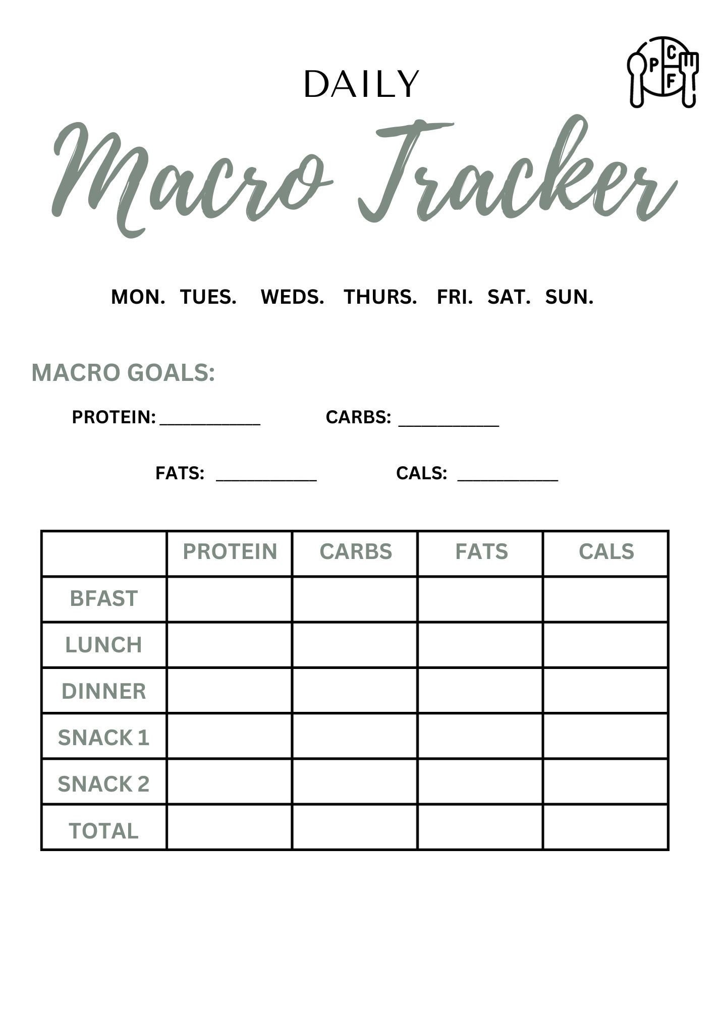 Macronutrient Tracker - Etsy