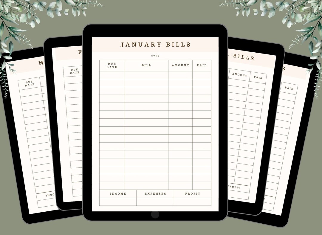 Digital Yearly Bill Tracker | iPad Planner | Yearly Bill Planner | 2023 ...