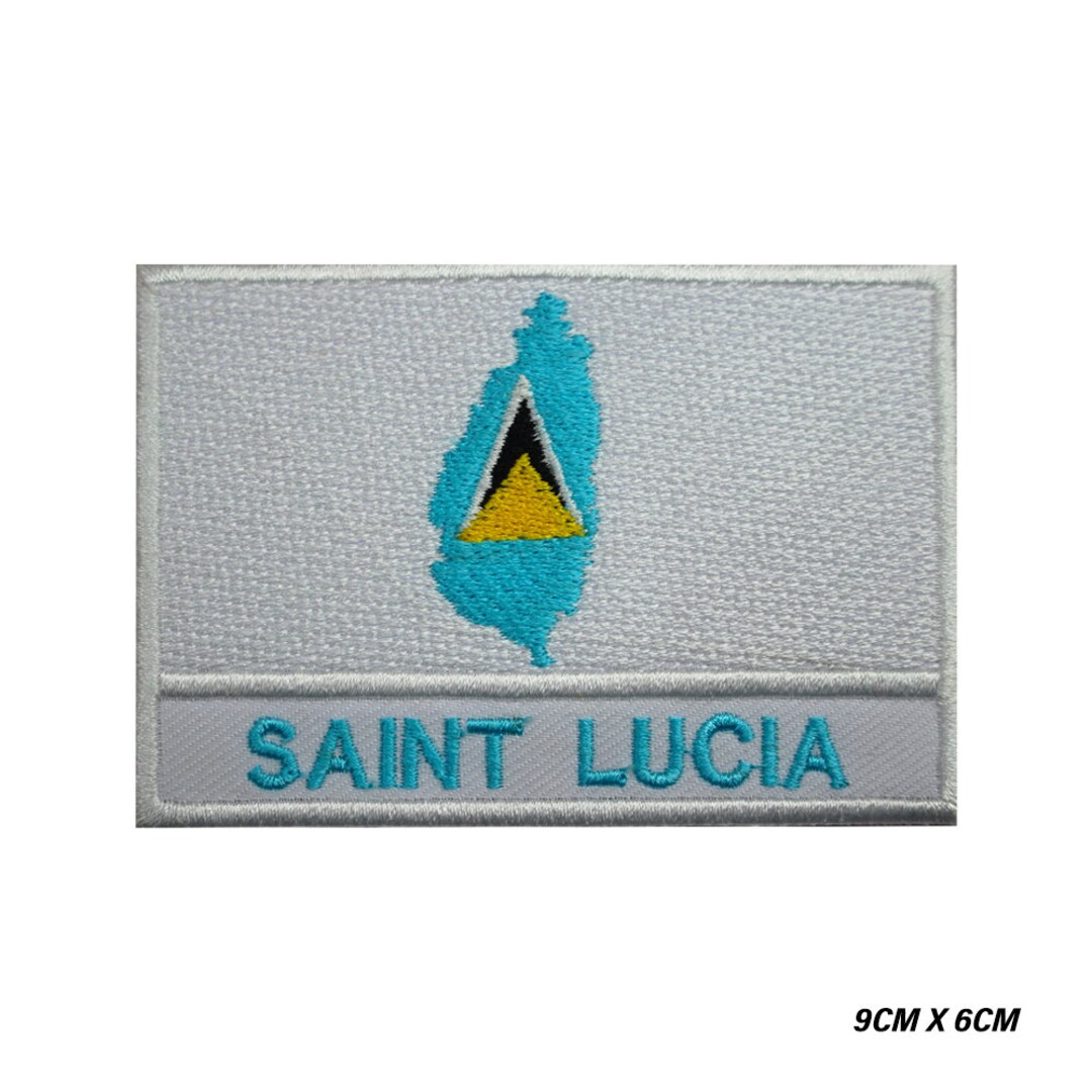 SAINT LUCIA Country Map Flag Logo Iron-on Patch, Vinyl Player Badge ...