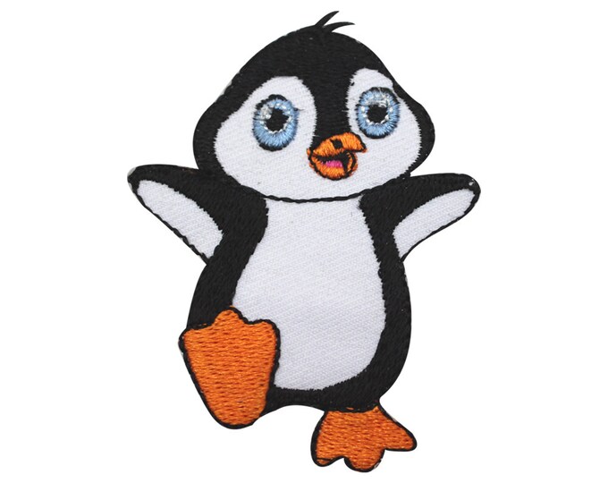 Jumping Cute Baby Penguin Cartoon Iron-on Patch, Vinyl Player Badge ...