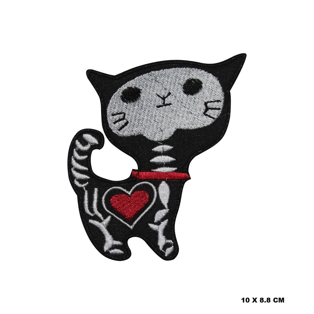 Cute Skeleton Cat Disney Logo Iron-on Patch, Vinyl Player Badge ...