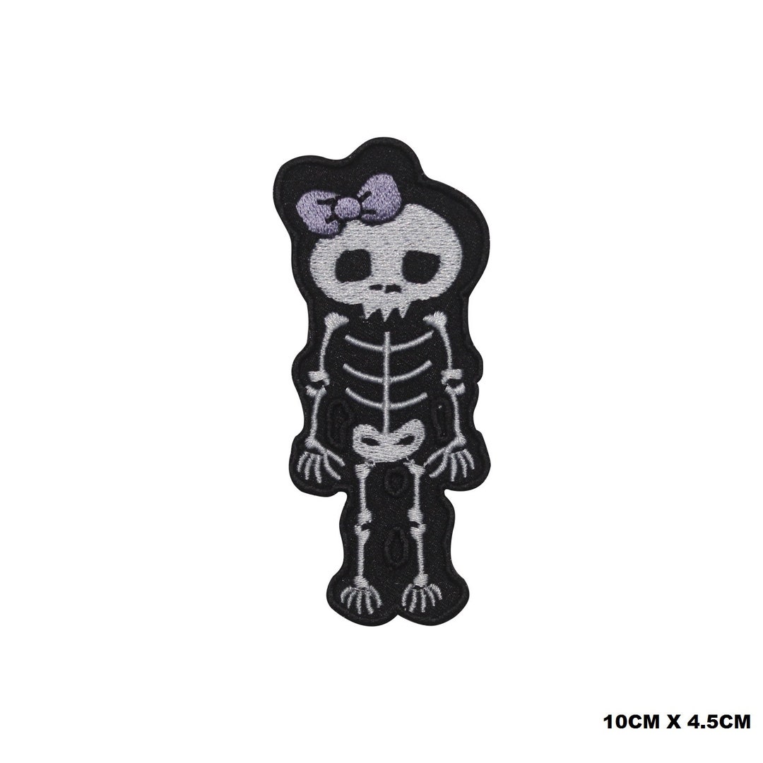 Cute Skeleton Girl Halloween Logo Iron-on Patch, Vinyl Player Badge ...