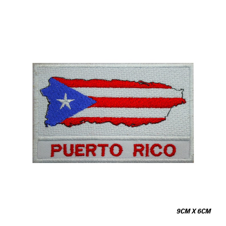PUERTO RICO Island Map Flag Logo Iron-on Patch, Vinyl Player Badge ...