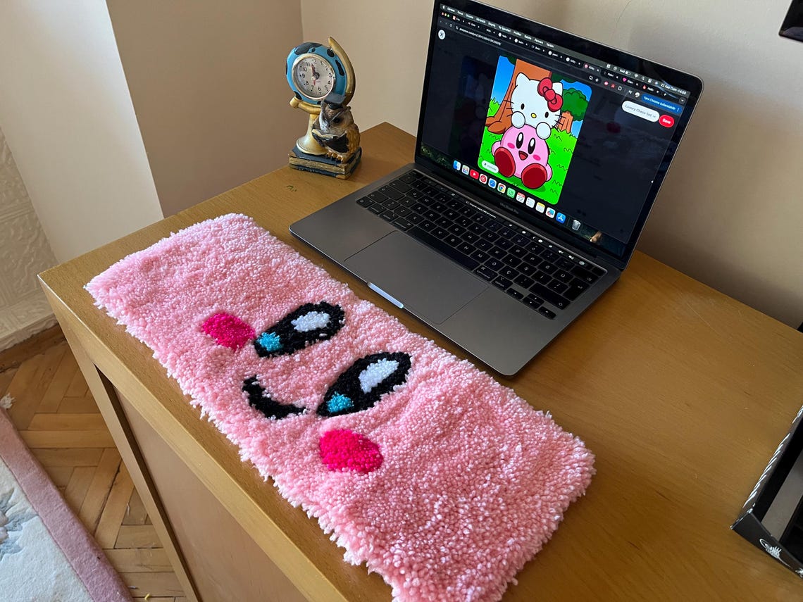 Kirby Keyboard Rug W Pink Rug Anime Keyboard Tufted Birthday Gift ...
