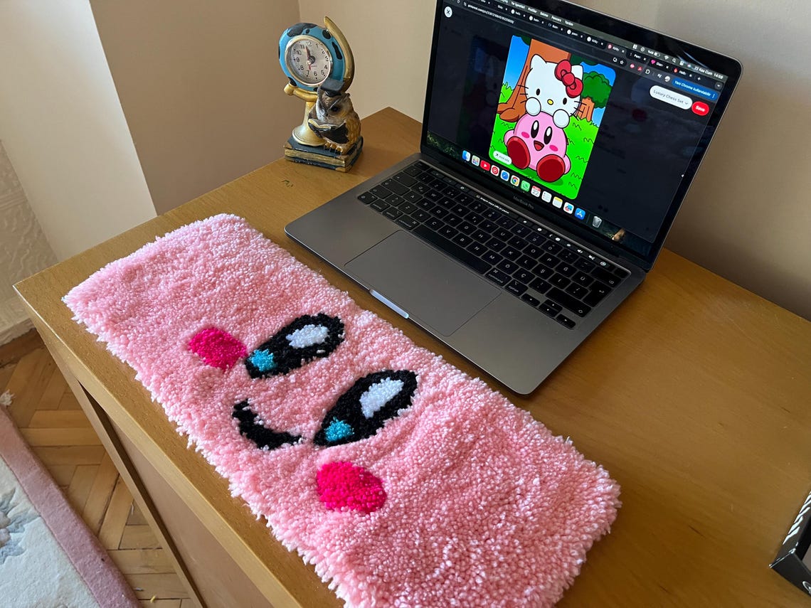 Kirby Keyboard Rug W Pink Rug Anime Keyboard Tufted Birthday Gift ...