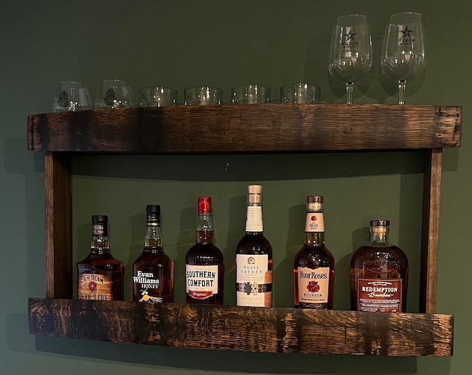 Bourbon Barrel Shelf Bar Shelves Bourbon Shelf Whiskey Father's Day ...