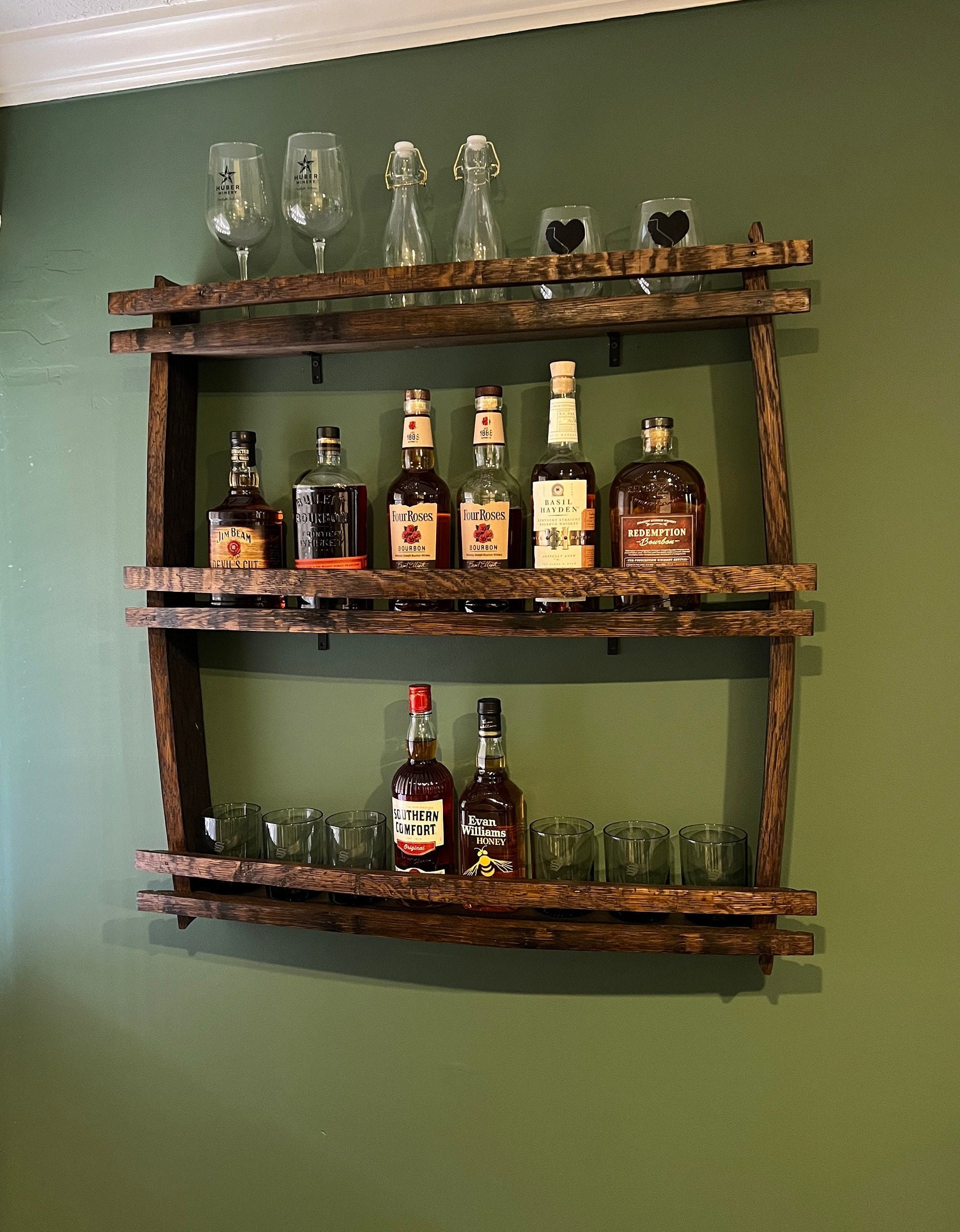 Home Bar Shelves Bourbon Barrel Rustic Furniture - Etsy