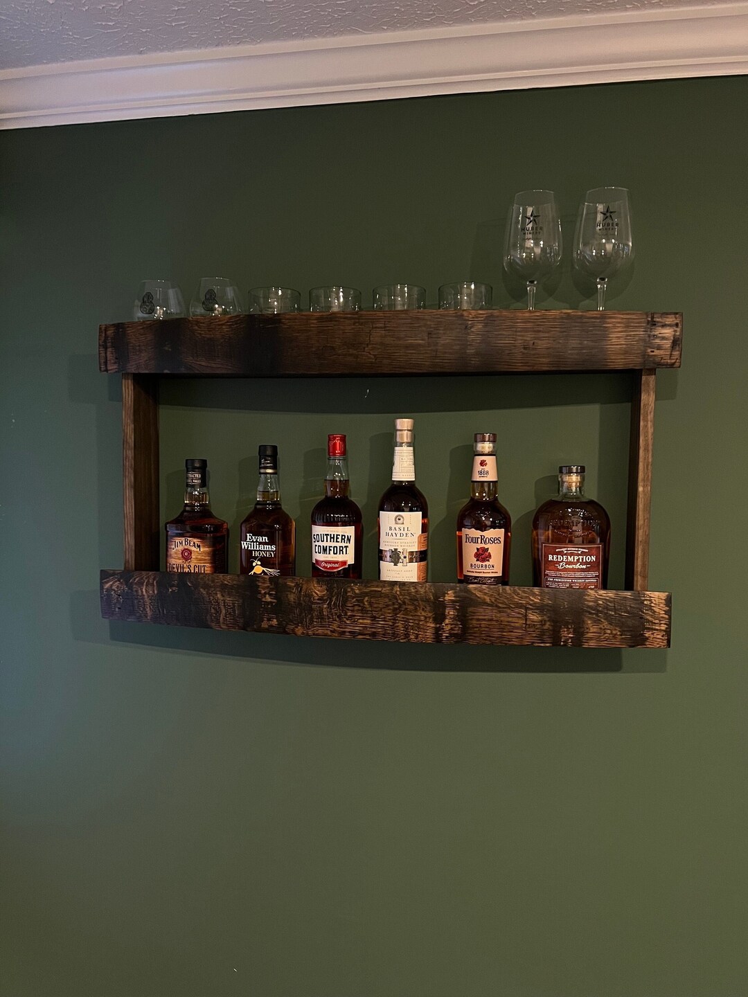Bourbon Barrel Shelf Bar Shelves Bourbon Shelf Whiskey - Etsy