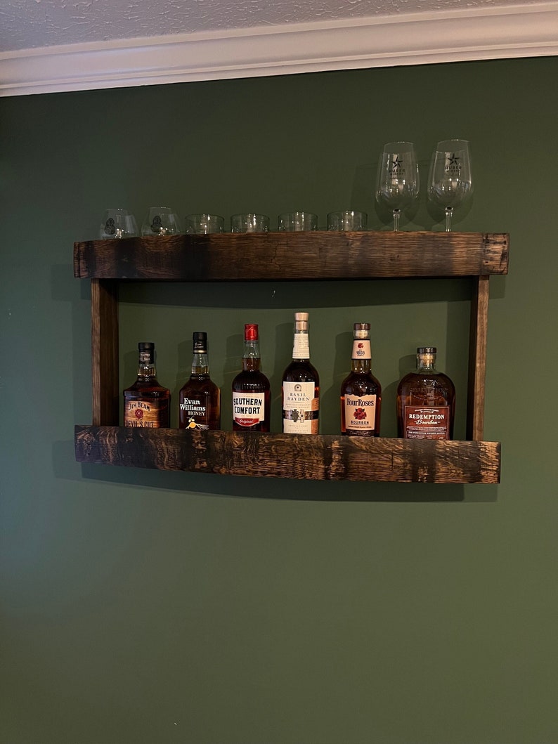 Bourbon Barrel Shelf Bar Shelves Bourbon Shelf Whiskey - Etsy