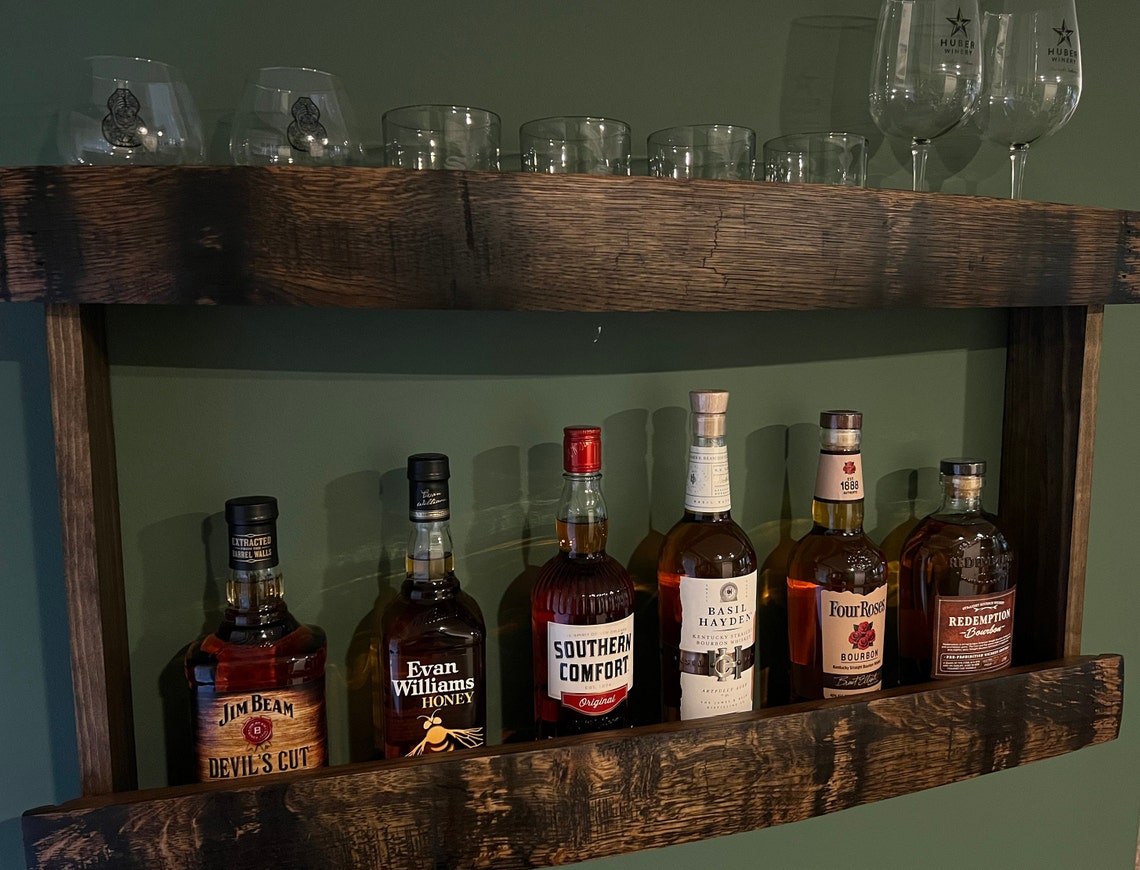 Bourbon Barrel Shelf Bar Shelves Bourbon Shelf Whiskey - Etsy