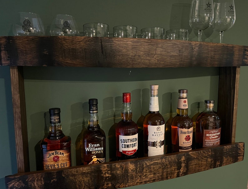Bourbon Barrel Shelf Bar Shelves Bourbon Shelf Whiskey - Etsy