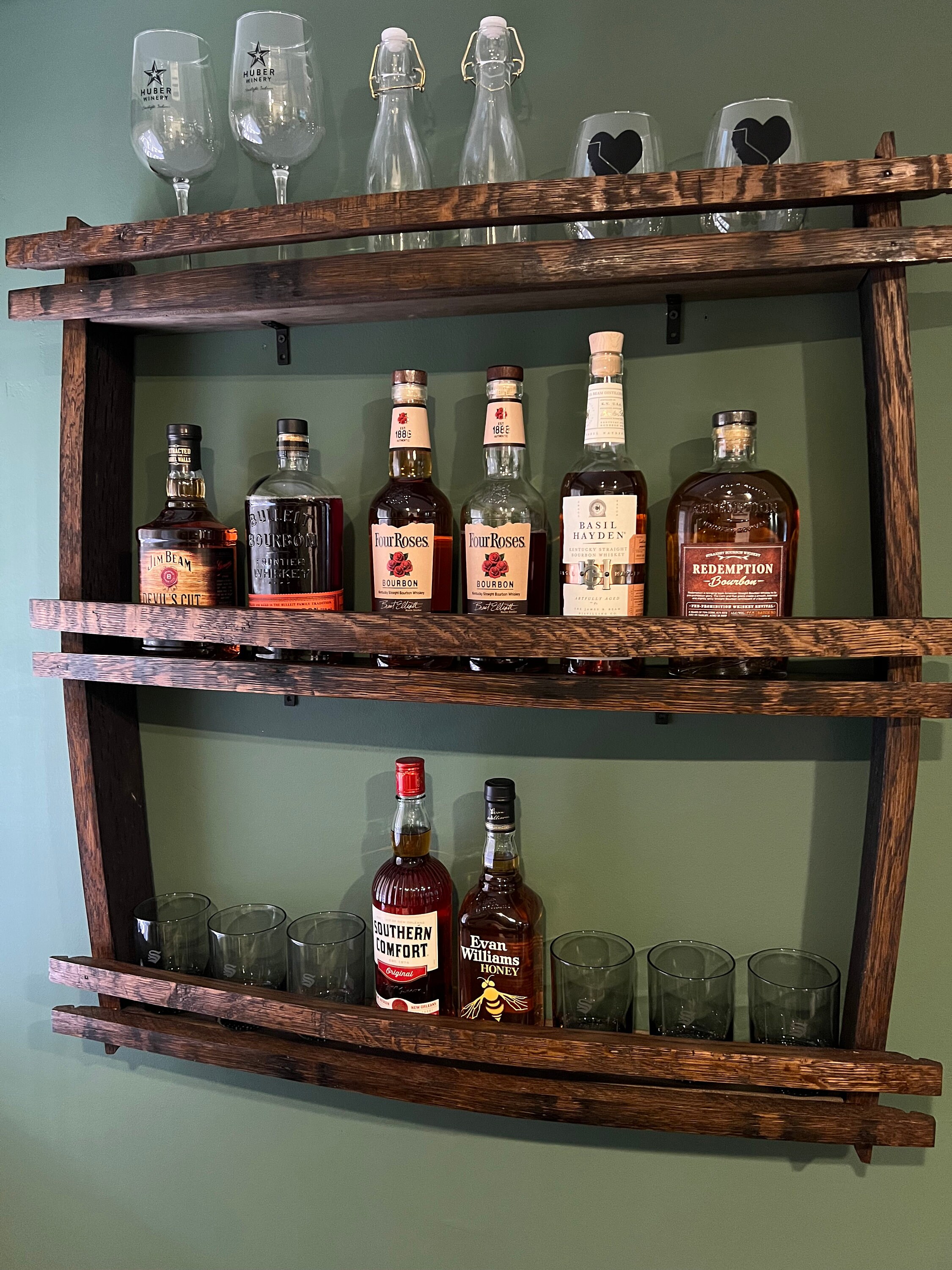 Home Bar Shelves Bourbon Barrel Rustic Furniture - Etsy