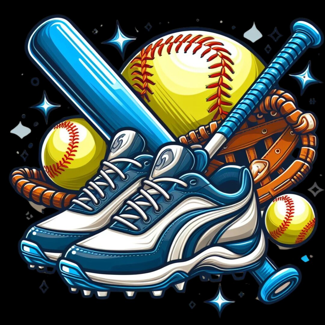 Fun Girls Softball With Blue Theme Transparent Background Digital ...