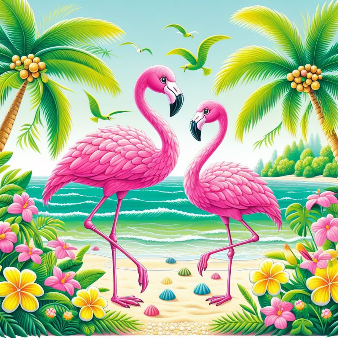 Instant Flamingo Flock© - 5 Tropical PNG Files, Digital Download - Etsy